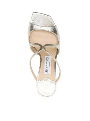 JIMMY CHOO Champagne Laminated Leather Clogs