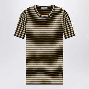 Prada Striped Stretch Cotton T-shirt - Blue