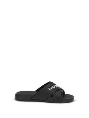 Balenciaga Cross-logo Slides - Black