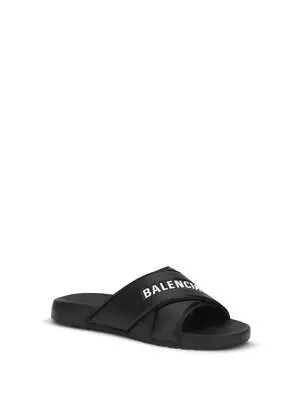 Balenciaga Cross-logo Slides - Black