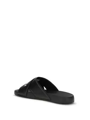 Balenciaga Cross-logo Slides - Black
