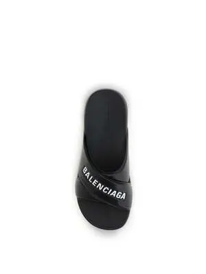 Balenciaga Cross-logo Slides - Black