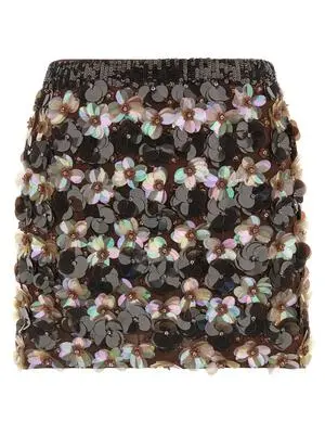 P.a.r.o.s.h Embroidered Floral Mini Skirt - Brown
