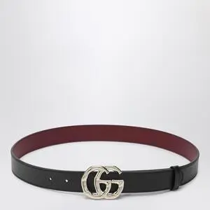 Gucci Leather Belt With Bamboo Gg Marmont Buckle - Black