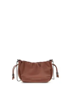 Brunello Cucinelli Mellow Mini Leather Shoulder Bag - Brown