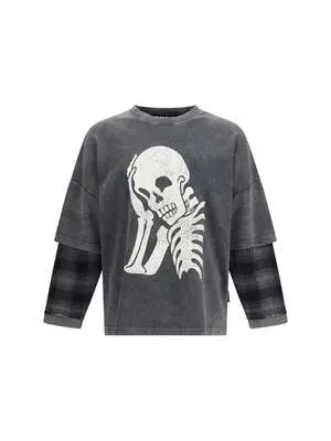 Palm Angels Skull Double Long-sleeved Shirt - Black