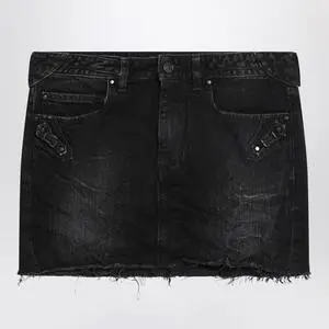 Balenciaga Washed City Mini Denim Skirt - Black
