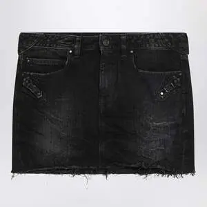 Balenciaga Washed City Mini Denim Skirt - Black