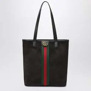 Gucci Medium Ophidia Shopping Bag In Suede - Brown