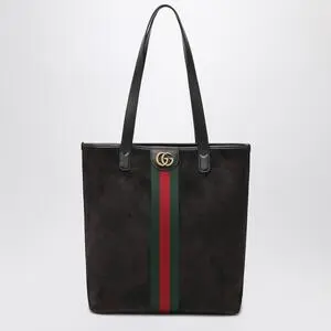 Gucci Medium Ophidia Shopping Bag In Suede - Brown