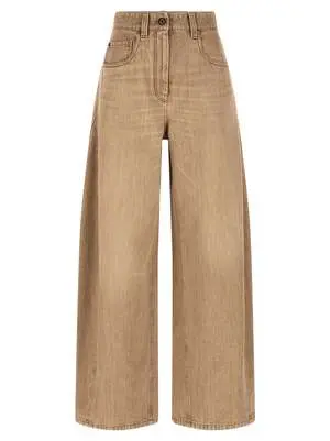 Brunello Cucinelli Wide-leg Denim Jeans - Cream