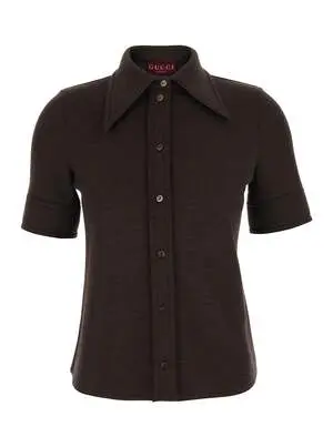 Gucci Wool And Cotton Blend Polo Shirt - Brown