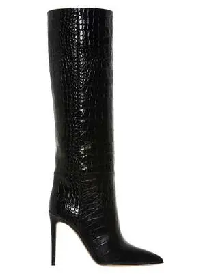 Paris Texas Crocodile Print Boots - Black