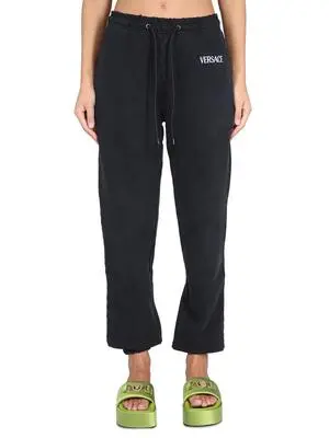 Versace Jogging Pants With Logo - Black