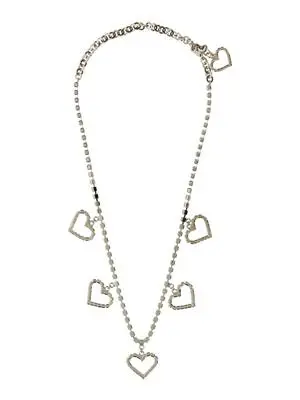 Alessandra Rich Crystal Necklace With Heart Pendants