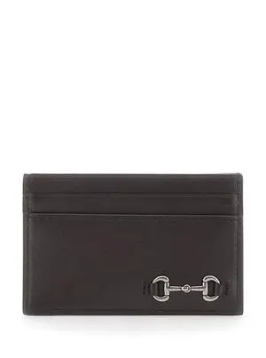 Gucci Card Holder With Horsebit On The Front In Leather For - Brown