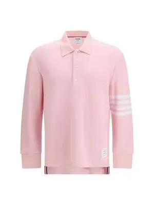 Thom Browne Piqué Long-sleeve Polo - Pink