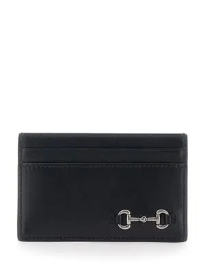Gucci Card Holder With Horsebit On The Front In Leather For - Black