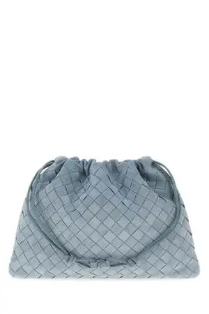 BOTTEGA VENETA Bottega Veneta Women Pastel Light Blue Suede Medium Clutch