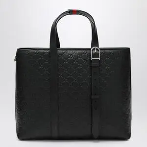 Gucci Large Gg Emblem Shopping Bag - Black
