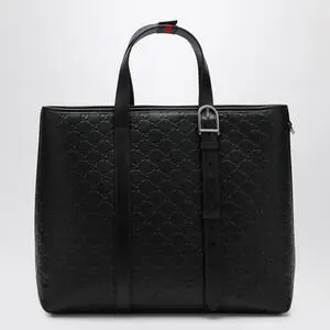 Gucci Large Gg Emblem Shopping Bag - Black