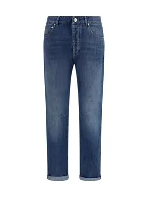 Brunello Cucinelli Straight Five-pocket Jeans In Cotton - Blue