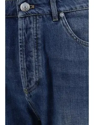 Brunello Cucinelli Straight Five-pocket Jeans In Cotton - Blue