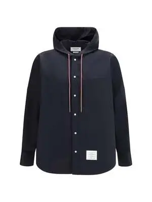 Thom Browne Nylon Cotton Hooded Jacket - Black