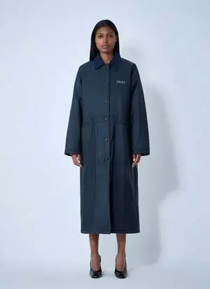 Prada Logo Print Long Coat - Blue