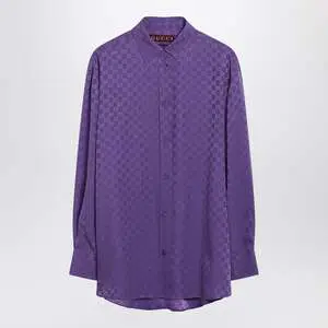 Gucci Oversized Gg Jacquard Silk Shirt - Purple