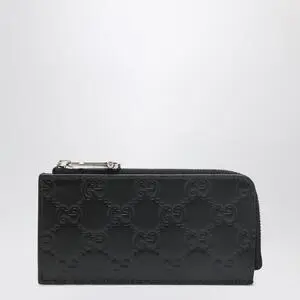 Gucci Gg Emblem Zip Card Holder - Black