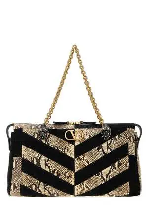 Valentino Garavani Leather And Suede Medium Vlogo Signature Shopping Bag - Multicolor