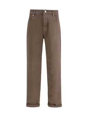 Brunello Cucinelli Jeans With Turn-up Hem - Brown