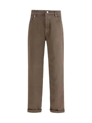 Brunello Cucinelli Jeans With Turn-up Hem - Brown