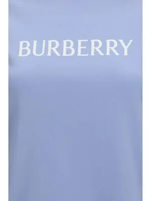 Burberry Embroidered Logo Cotton T-shirt - Blue