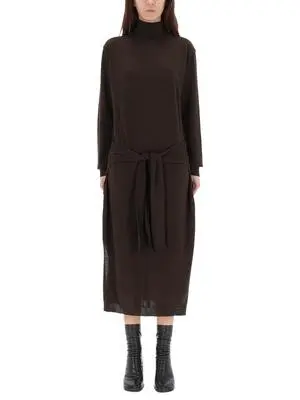LEMAIRE Trompe L'oeil Midi Dress - Brown