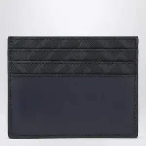 Fendi Dark Leather And Ff Canvas Card Holder