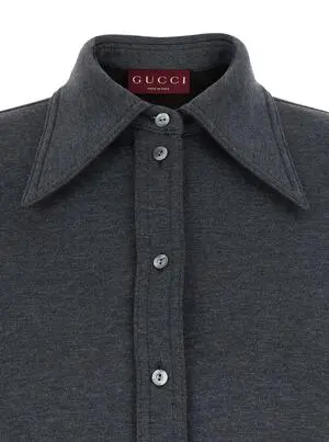 Gucci Wool And Cotton Blend Short Sleeve Shirt - Gray