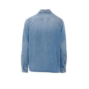 Versace Zipped Denim Shirt With Medusa Buttons - Blue