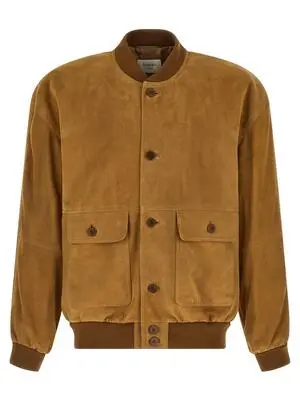 Saint Laurent Suede Bomber Jacket - Brown