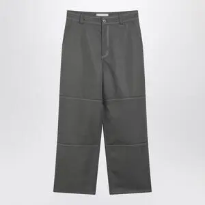 AMI Paris Grey Wool Canvas Workwear Trousers - Black