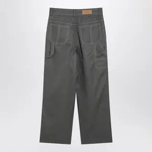 AMI Paris Grey Wool Canvas Workwear Trousers
