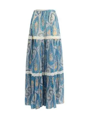 Etro Silk Crepon Maxi Skirt - Multicolor