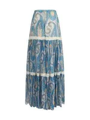 Etro Silk Crepon Maxi Skirt