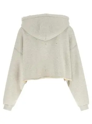 GOLDEN GOOSE Crystal Appliqué Cotton Hoodie - Gray