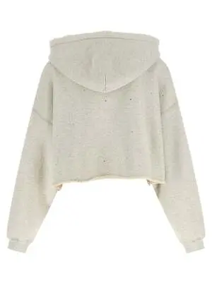 GOLDEN GOOSE Crystal Appliqué Cotton Hoodie - Gray
