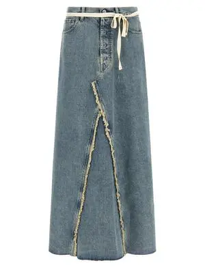 MAISON MARGIELA Raw Hem Denim Skirt - Blue