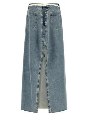 MAISON MARGIELA Raw Hem Denim Skirt - Blue