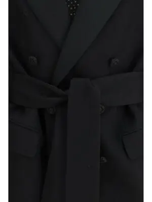 Valentino Garavani Double-breasted Virgin Wool Blazer With Belt - Black
