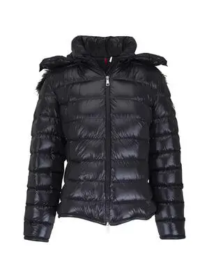 Moncler Quilted Coat With Fur Trim - Multicolor
